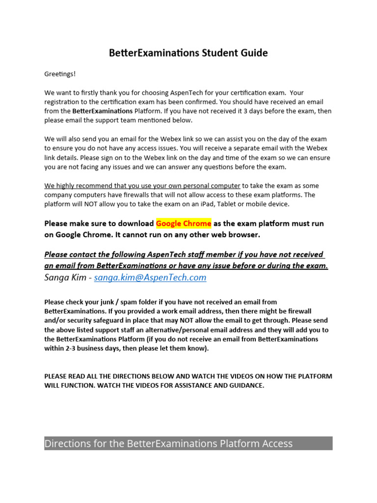 BetterExaminations Student Guide - APAC | PDF | Identity Document | Computing