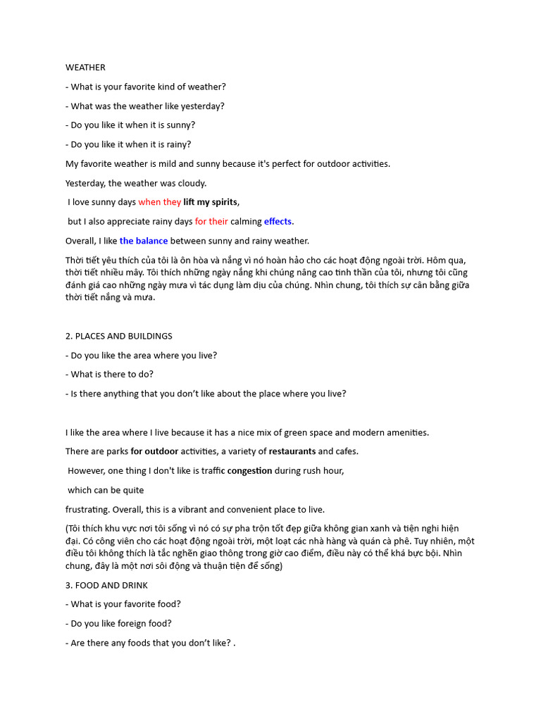 What Is Your Favorite Kind of Weather | PDF