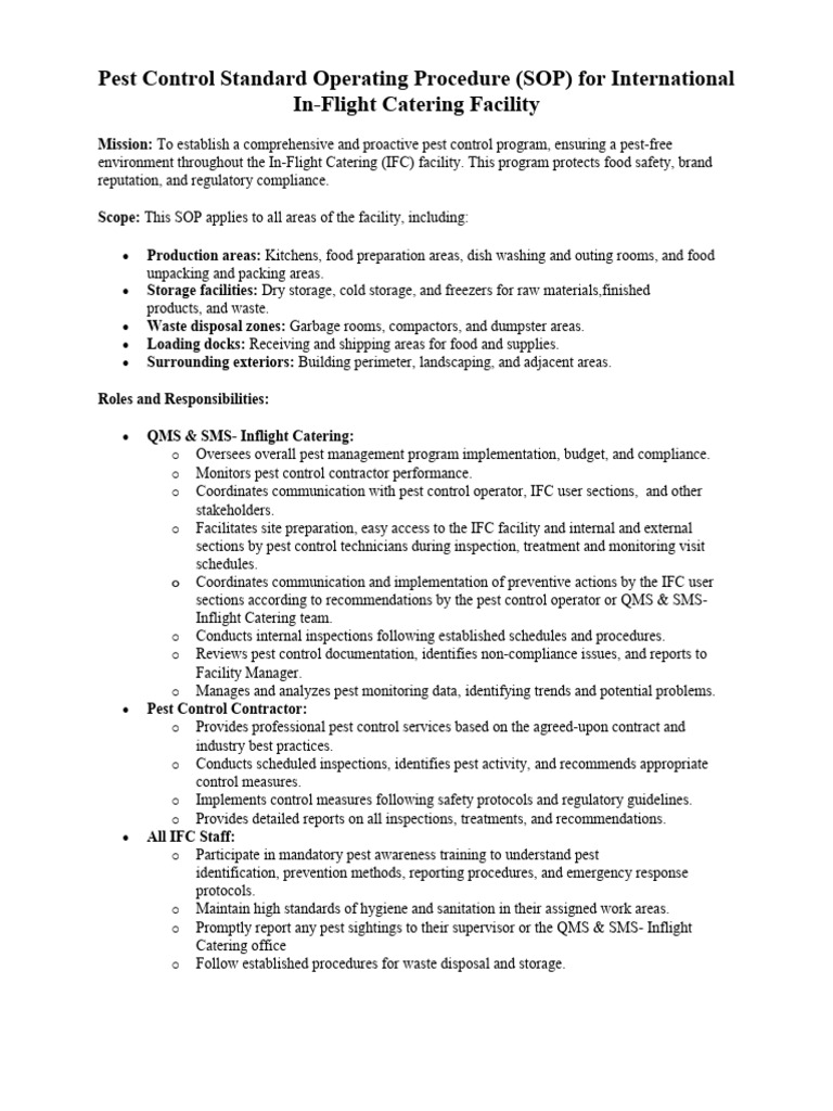 Pest Control Standard Operating Procedure | PDF | Pesticide