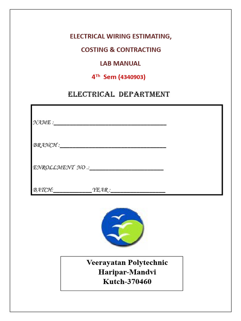 Electrical Wiring Estimating Lab Manual | PDF | Technology & Engineering