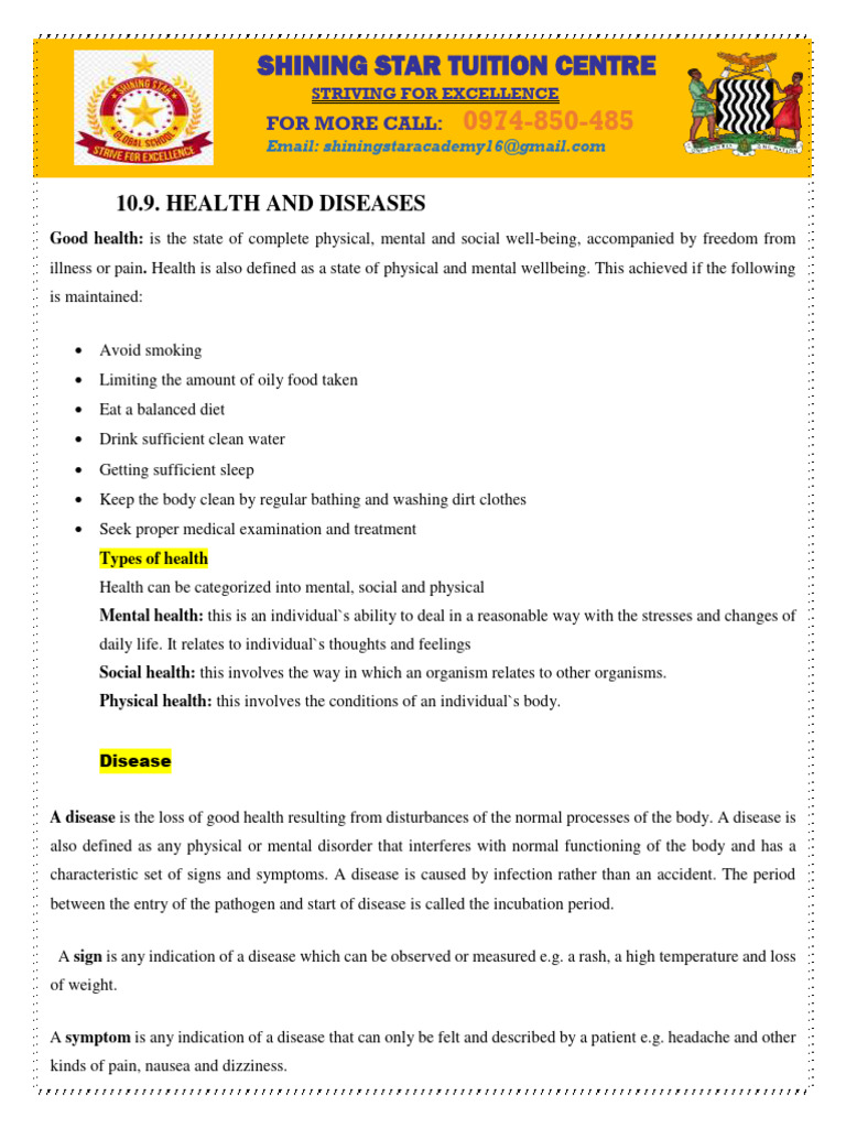 10.9. Health and Diseases - Notes | PDF | Immune System | Pathogen