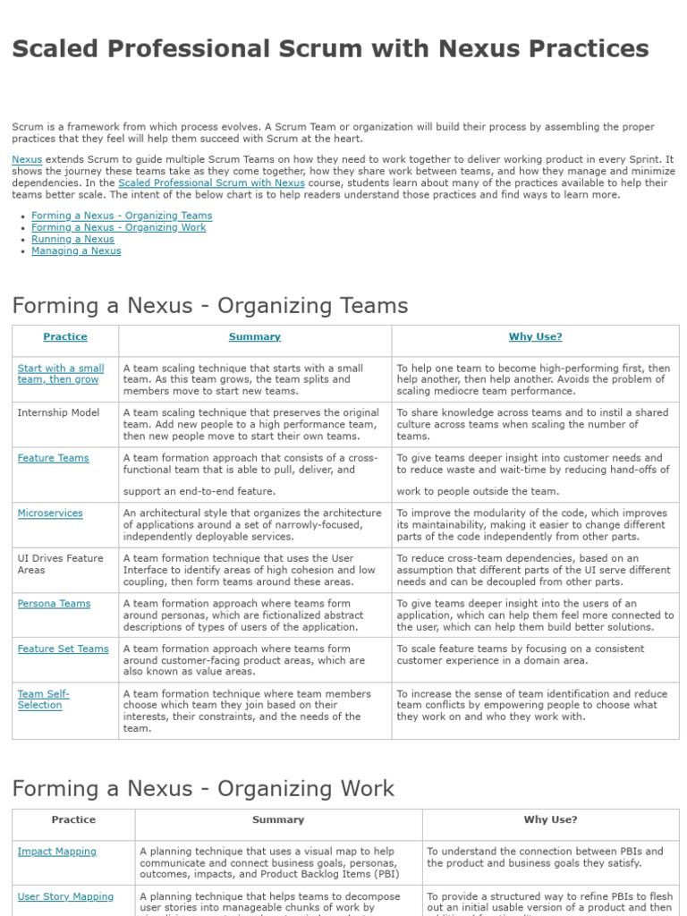 Scaled Professional Scrum With Nexus Practices | PDF | Scrum (Software ...