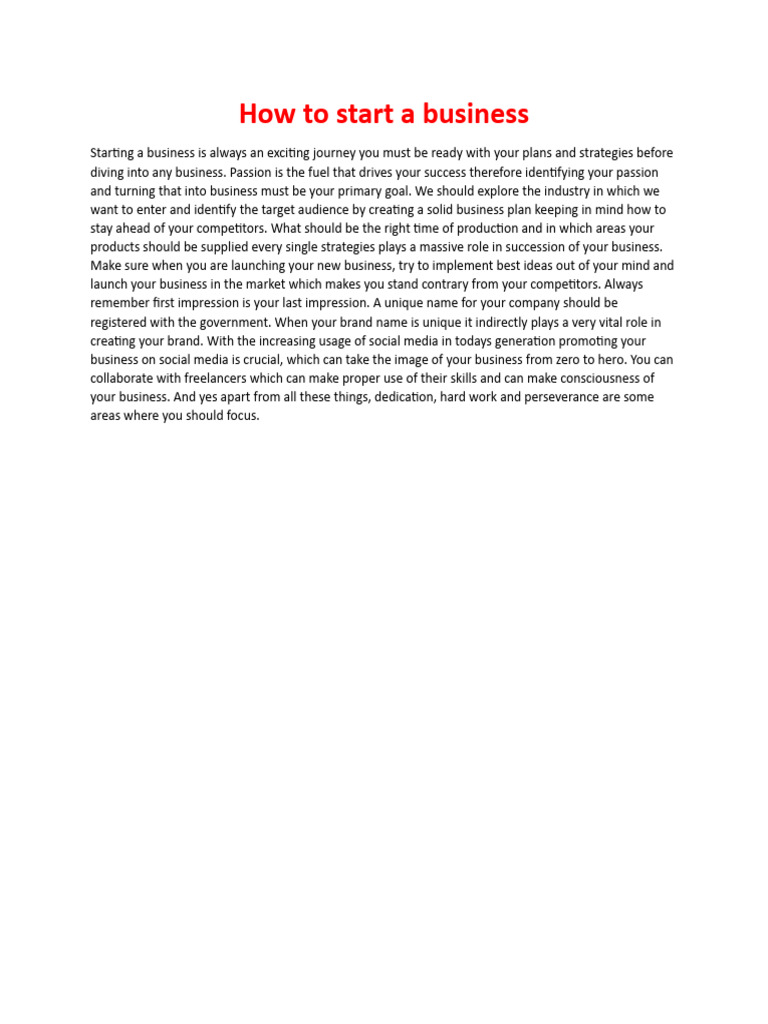 Starting a Business: Essential Steps | PDF | Career & Growth | Business