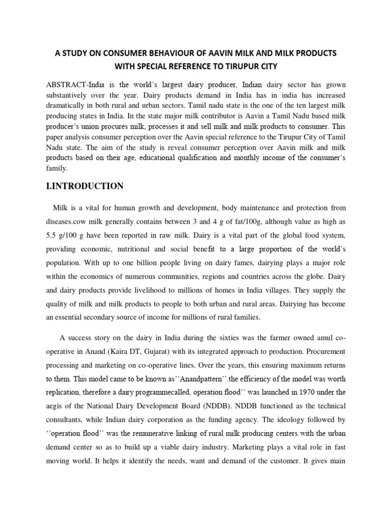 8.a Study On Consumer Behaviour of Avin Milk and Milk Products With ...