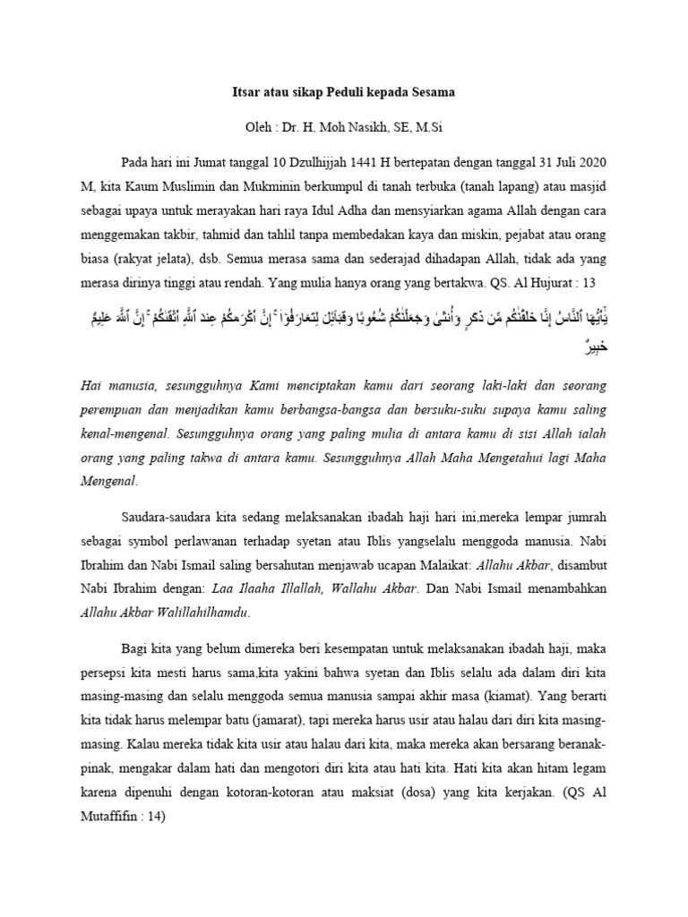 Itsar Atau Sikap Peduli Kepada Sesama | PDF