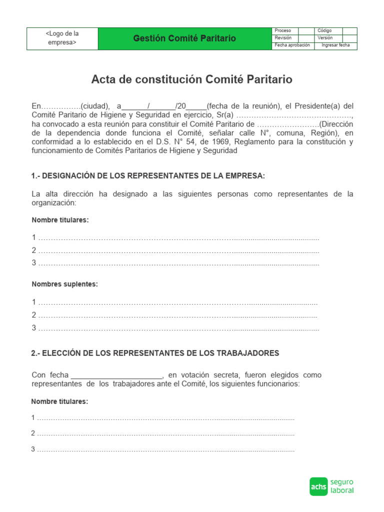 09 Acta de Constitución Del Comité Paritario | PDF | Gobierno