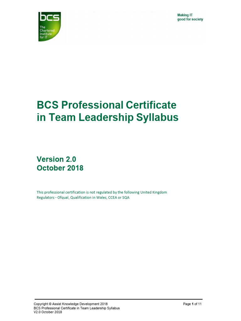 Ba Professional Team Leadership Syllabus | PDF | Leadership | Behavior