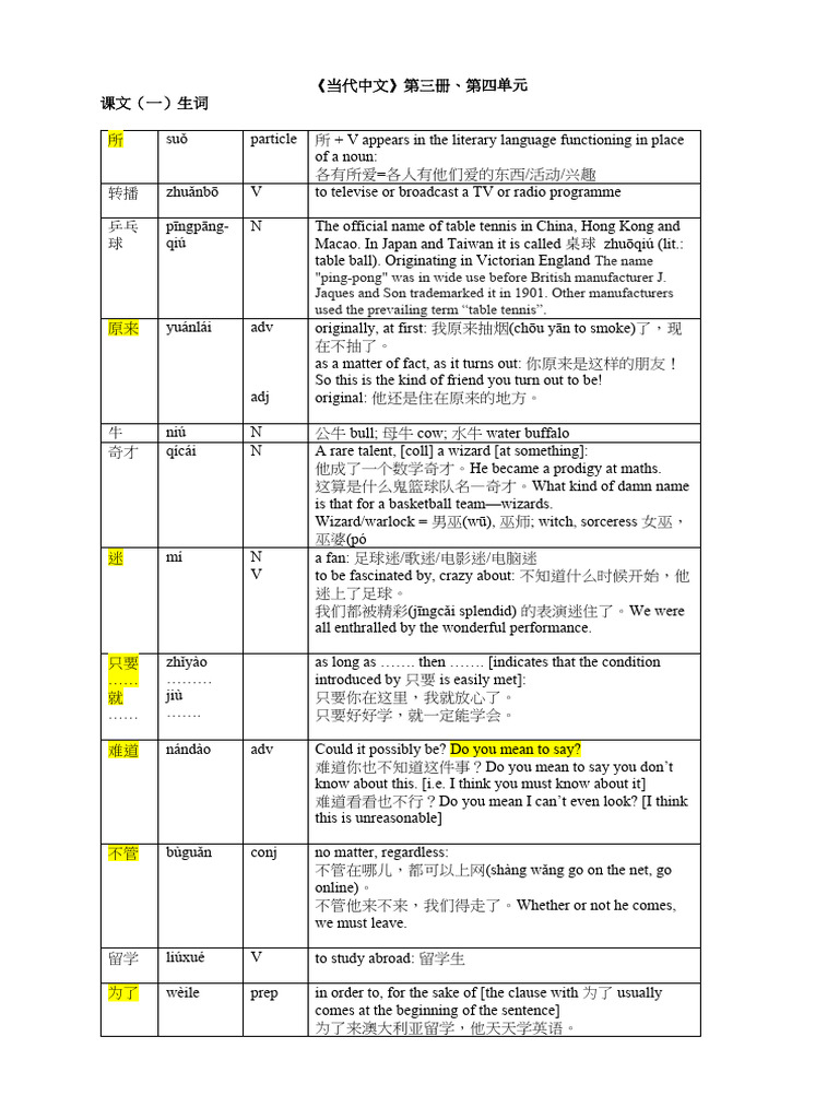 CC3-4 Vocab | PDF | Linguistics | Languages