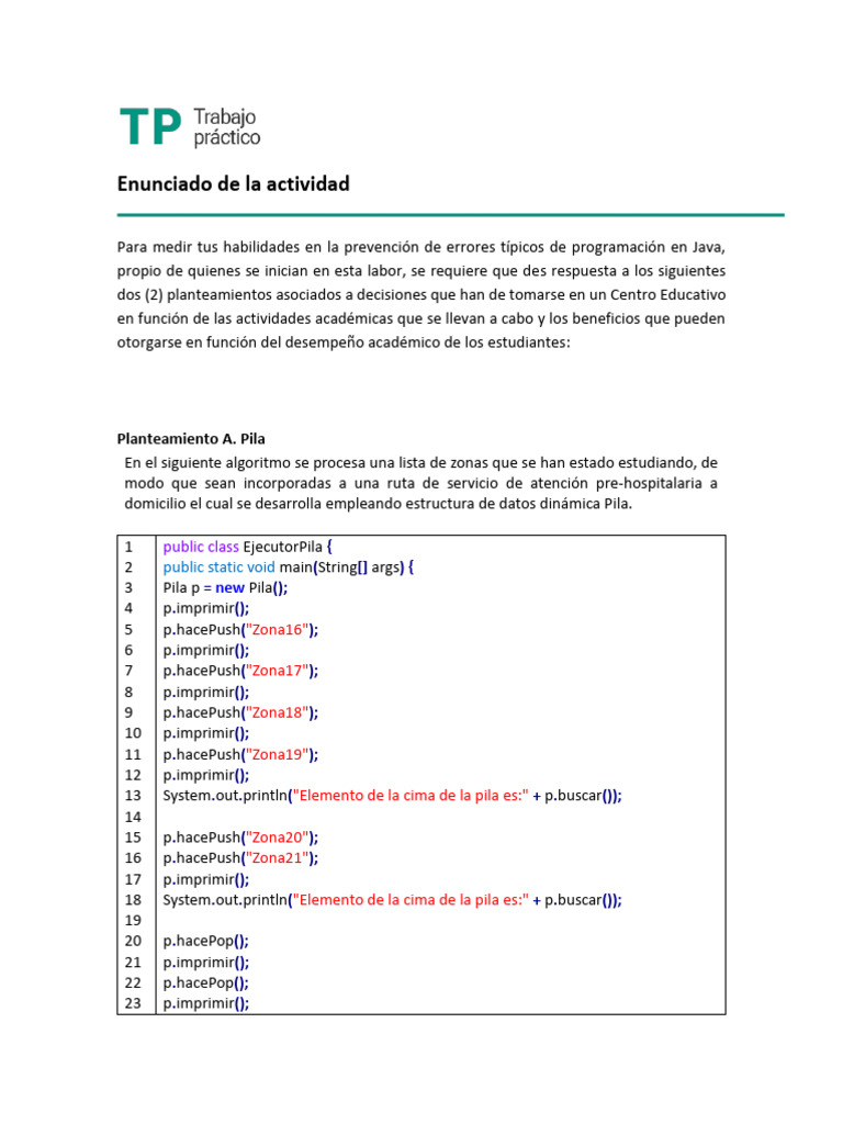 Algoritmos en Java: Pila y Cola en Salud | PDF | Informática