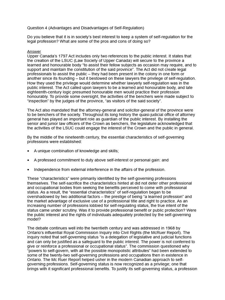 Self-Regulation in the Legal Profession | PDF | Profession | Lawyer