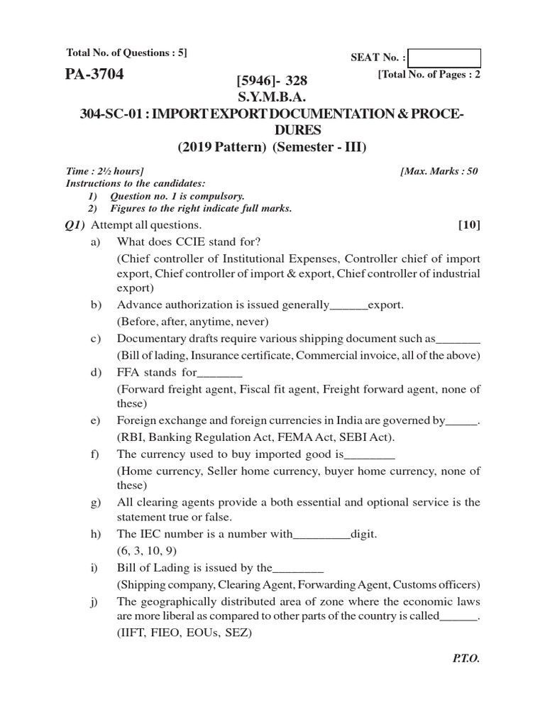 Mbaaaaaaa Import Export | PDF | Exports | Bill Of Lading