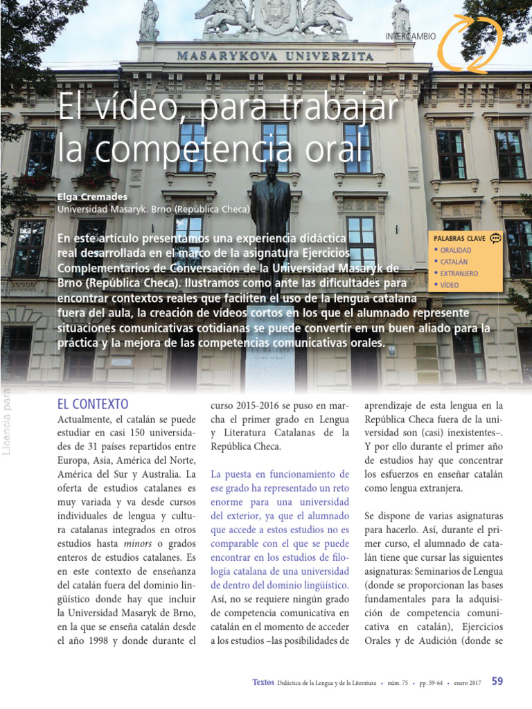 El Video para Trabajar La Competencia Oral | PDF | Enseñando | Lingüística