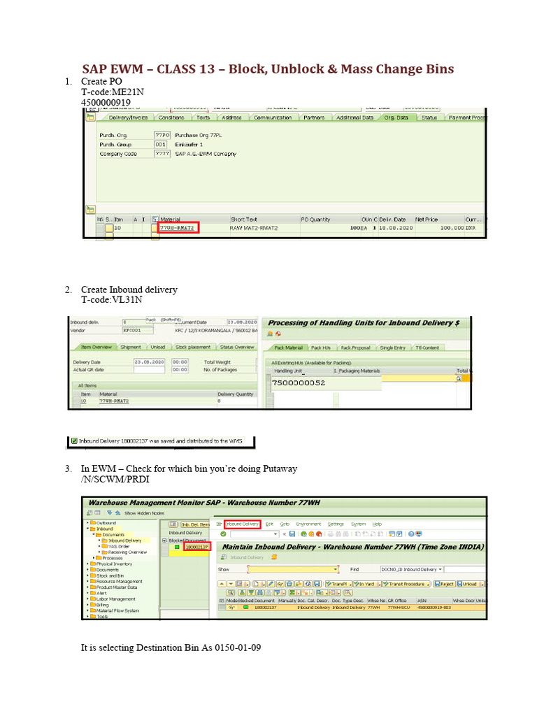 Block and Unblock Bins in SAP EWM | PDF | Finance & Money Management ...