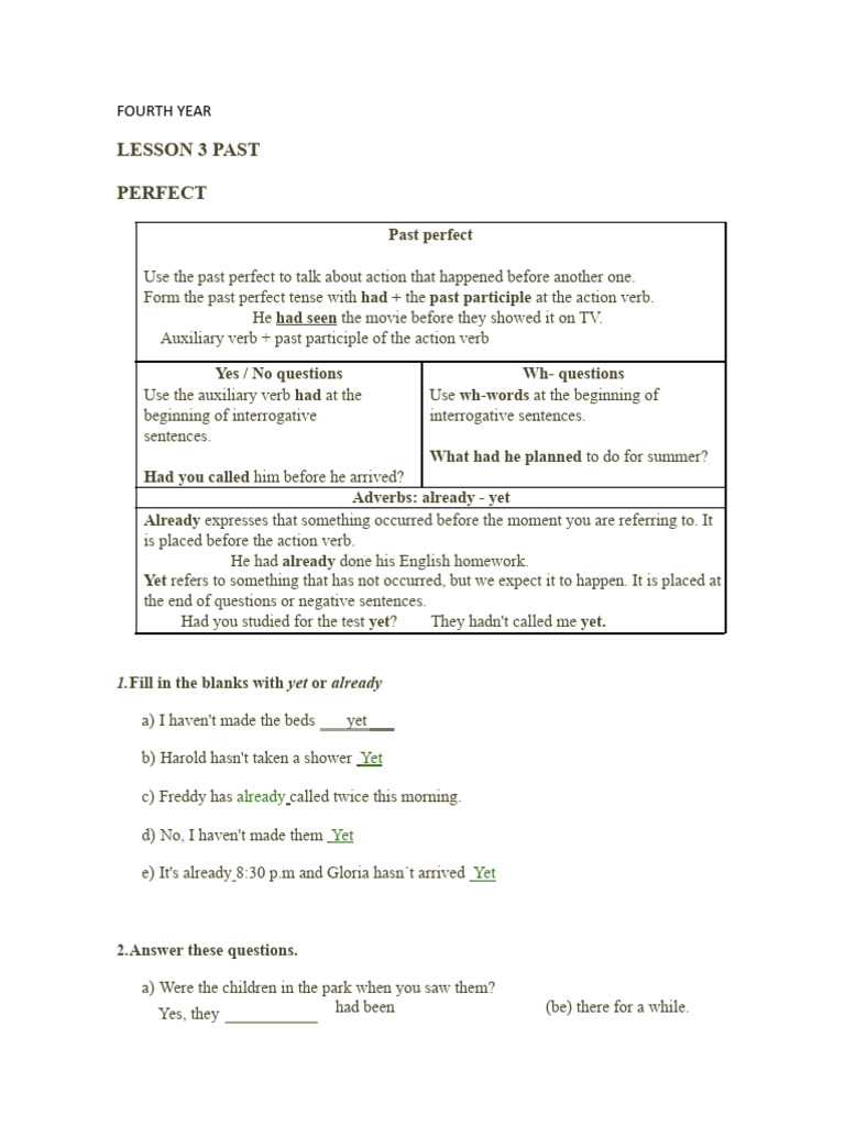 Past Perfect Tense Explained | PDF | Verb | Syntax