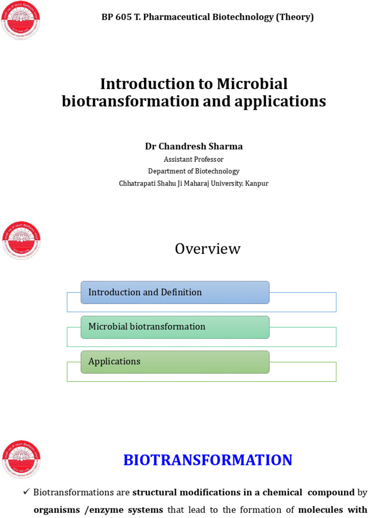Introduction To Microbial Biotransformation And Applications 14june2022