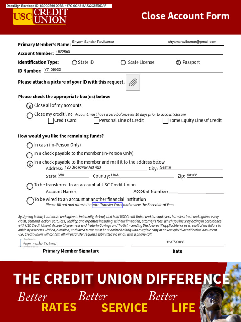 Close Account Form | PDF | Email Address | Identity Document