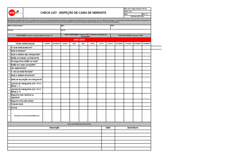 Check List - Inspeção de Caixa de Hidrantes | PDF
