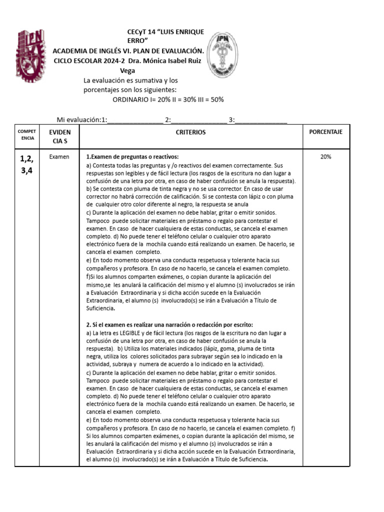 PLAN_DE_EVALUACION_2024-2 | PDF | Evaluación