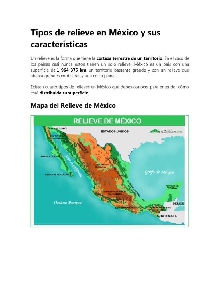 Tipos de Relieve en México y Sus Características | PDF | Ciencia y ...