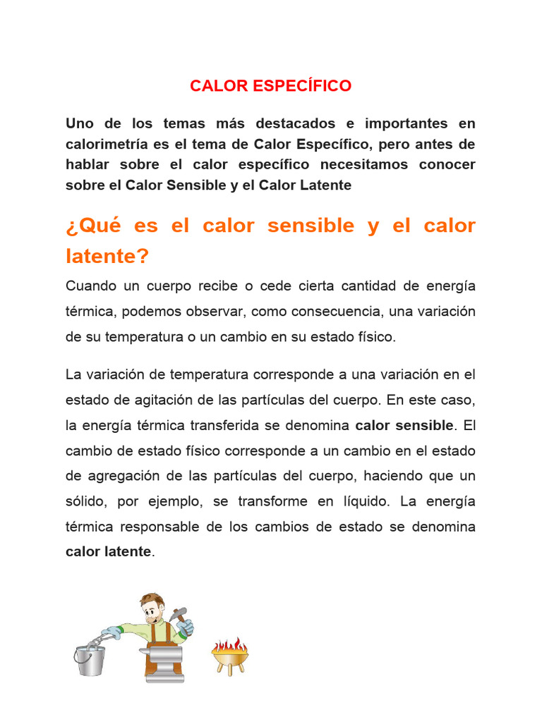 Introducción al Calor Específico | PDF | Calor | Temperatura