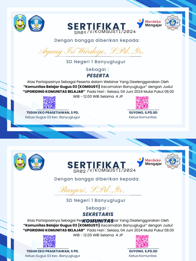 Sertifikat Workshop Komgusti Juni 2024 | PDF