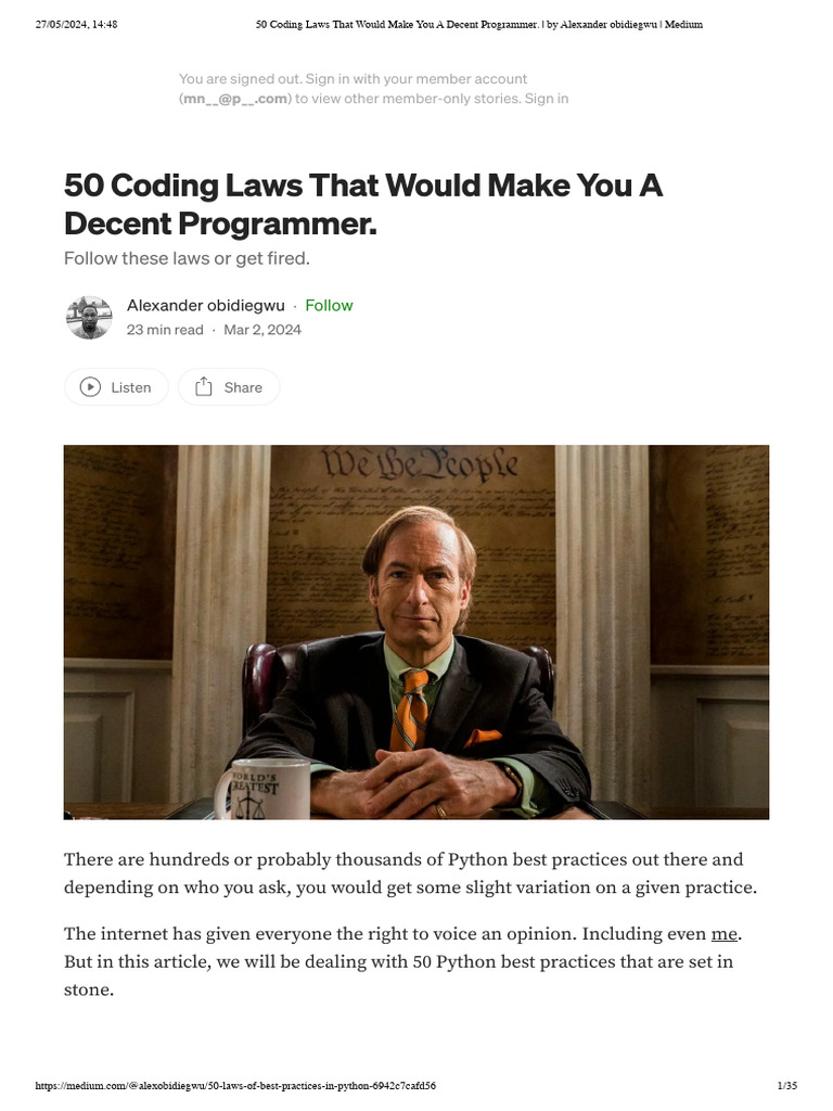 50 Coding Laws That Would Make You A Decent Programmer | PDF | Class ...