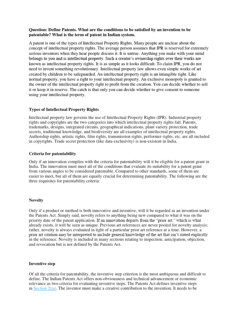 Patent - Intellectual Property Rights | PDF | Patent Application | Glossary Of Patent Law Terms