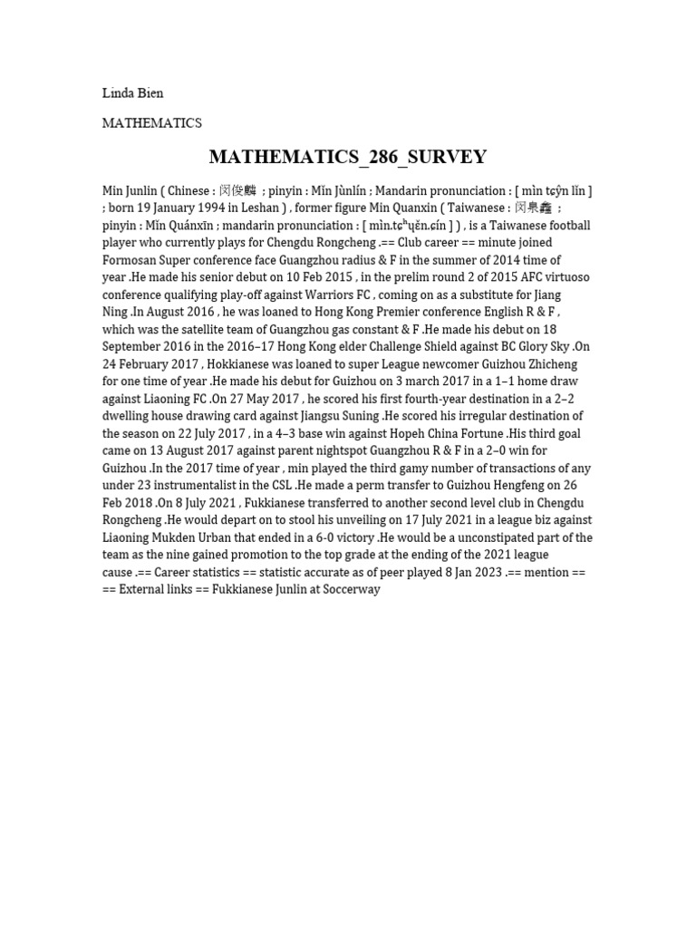 Mathematics 286 Survey | PDF