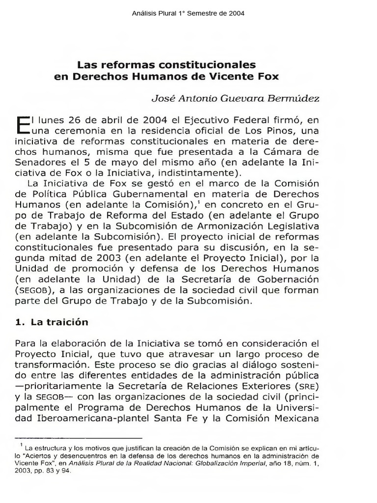 Las Reformas Constitucionales en Derechos Humanos de Vicente Fox | PDF | Derechos humanos | México