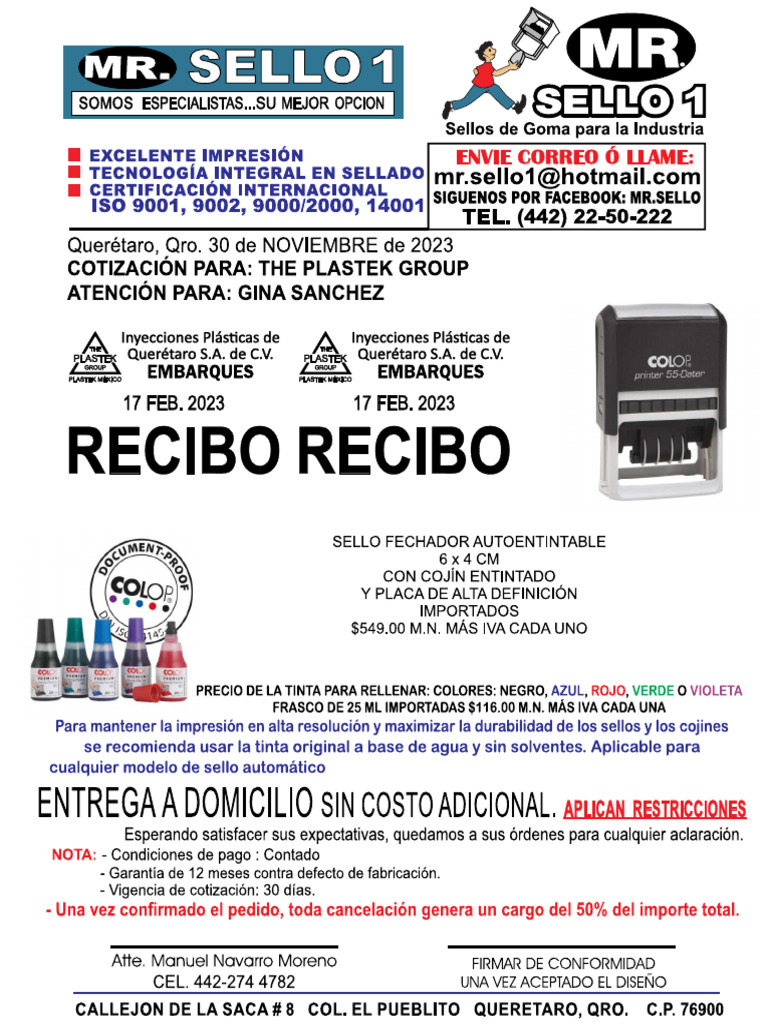 Cot. Sellos para Almacén Caja Chica | PDF