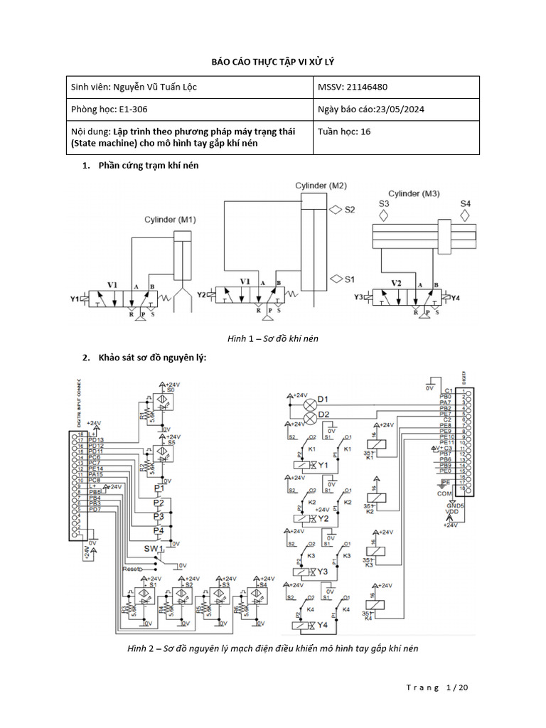 BÁO CÁO THỰC TẬP VI XỬ LÝ - Buoi5 - StateMachine - TayGapKhiNen | PDF