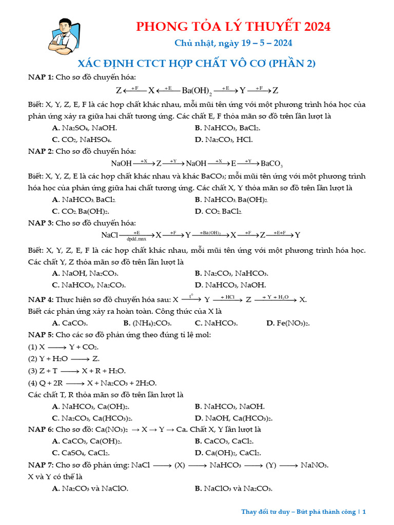 Buổi 18. (Chủ nhật - 19.5) Xác định CTCT hợp chất vô cơ (Phần 2) -đã ...