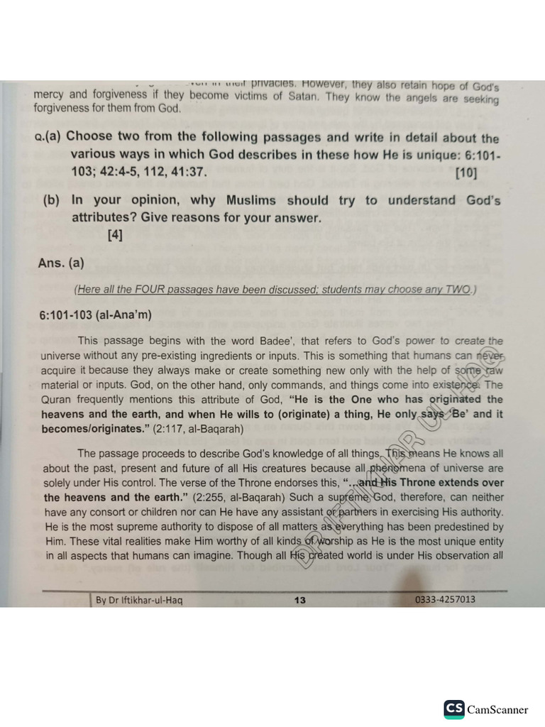 Paper 1 Islamiat Important Questions From Iftikhar Ul Haq | PDF