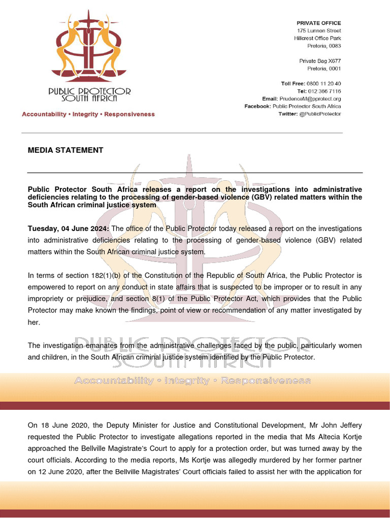 Media Statement _ PPSA Releases the GBV Report - 04 June 2024 ...