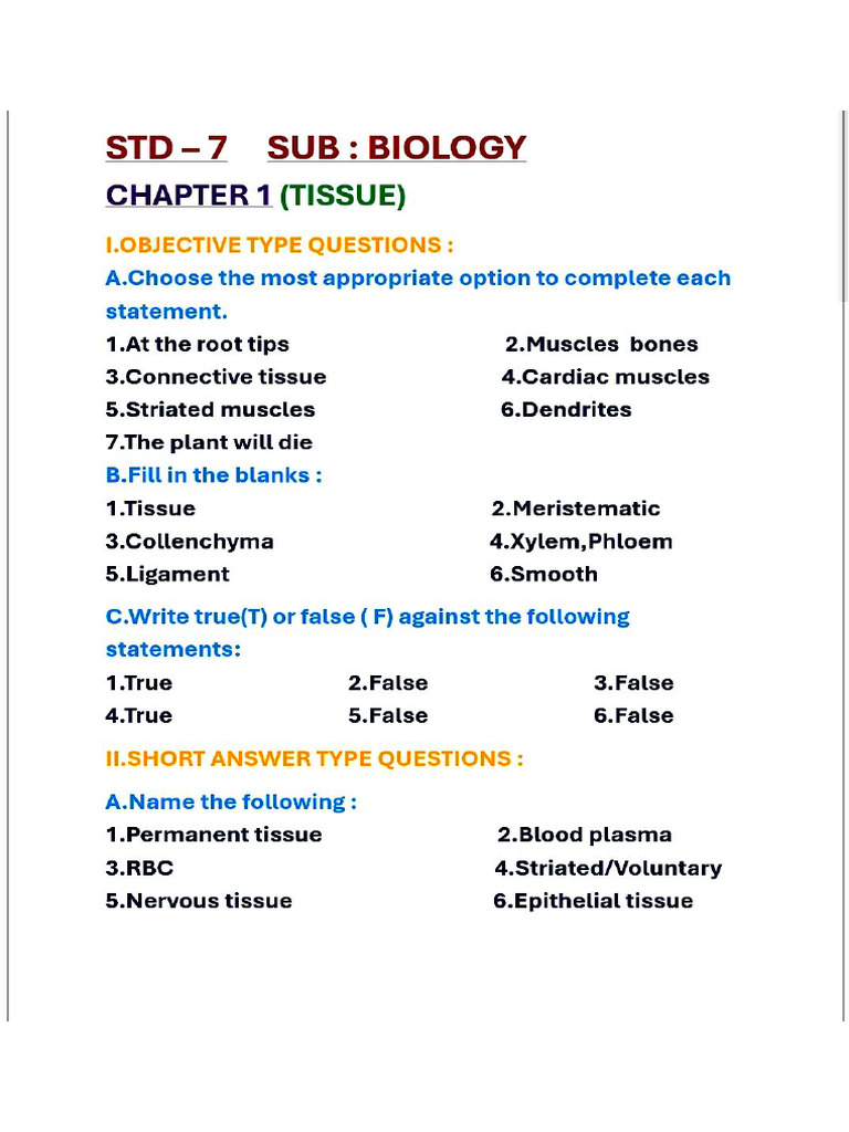 STD 7 Biology CH 1 | PDF