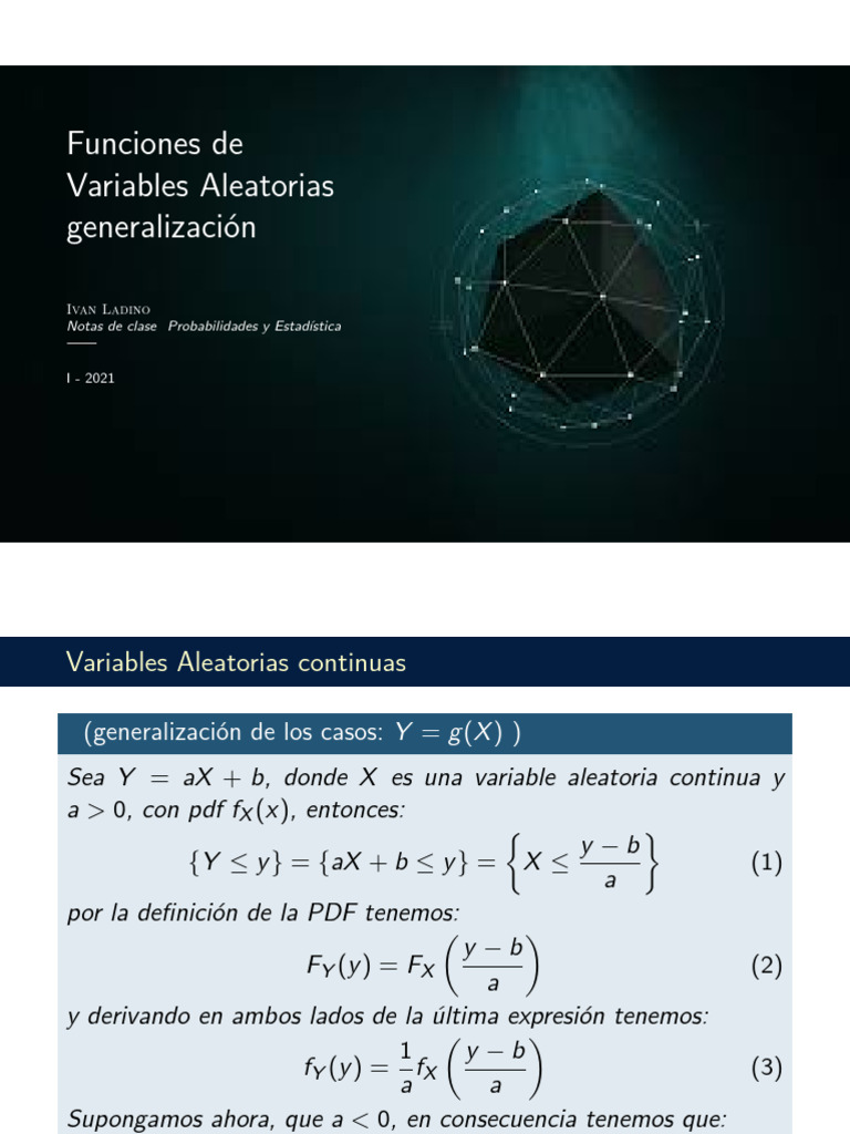 Funciones de Variables Aleatorias - General | PDF | Integral | Funciones y mapeos