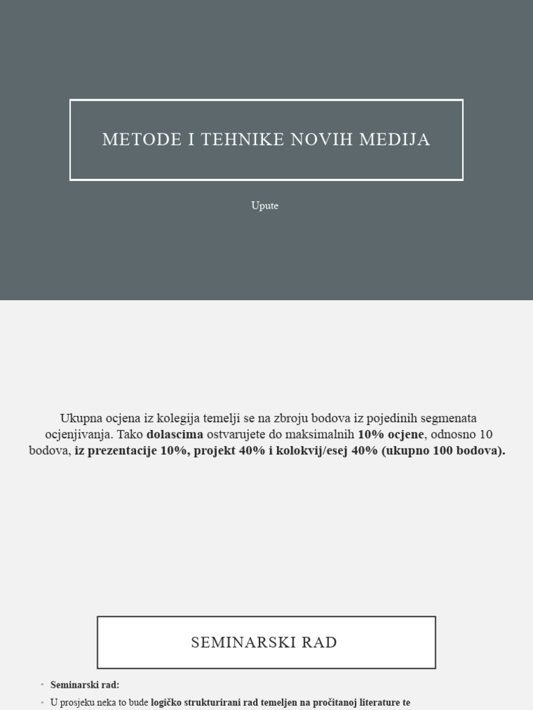 Metode I Tehnike Upute | PDF