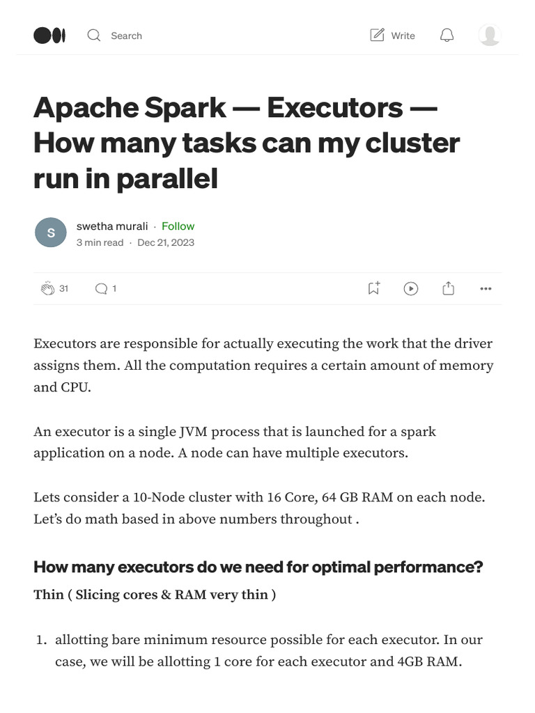Apache Spark Executors How Many Tasks Can My Cluster Run In Parallel By Swetha Murali 3948
