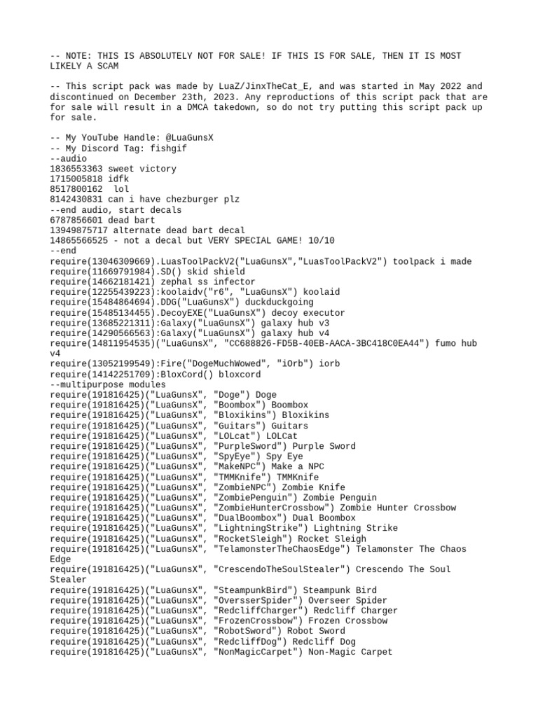 Rob Lox Script Pack | PDF