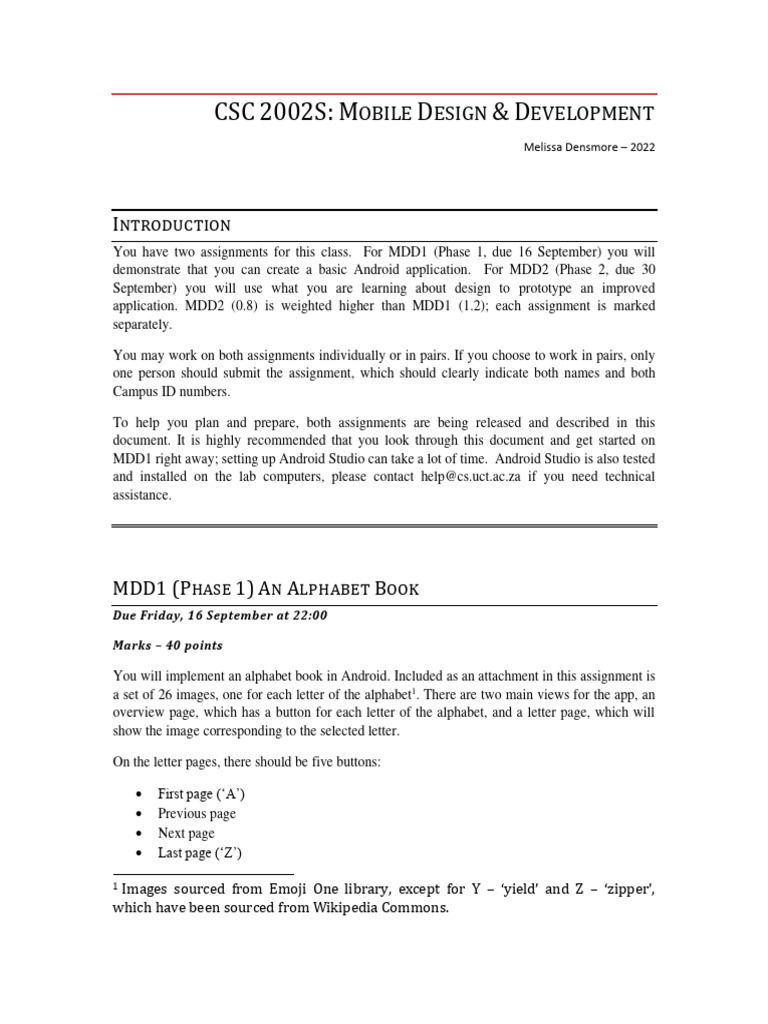 CSC2002S MDD Assignments 2022 | Download Free PDF | Android (Operating System) | Mobile App