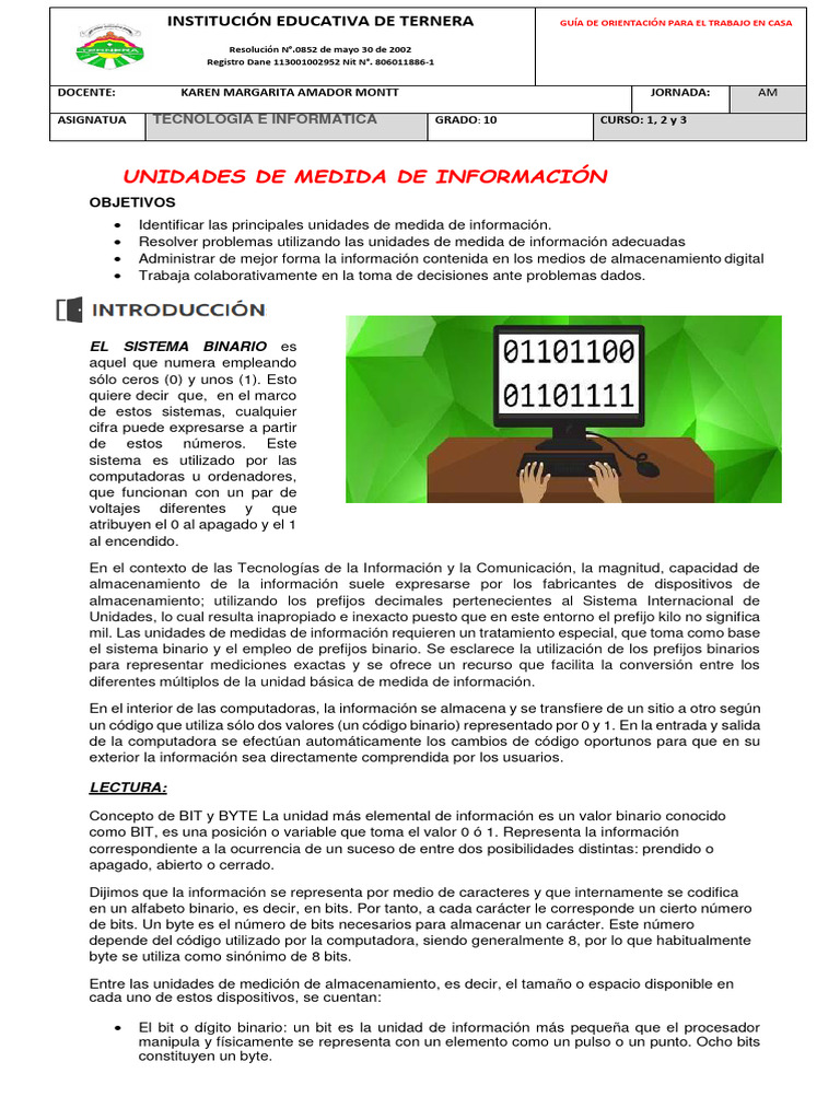 Unidades de Medidas de Información Decimo | PDF | Poco | Byte
