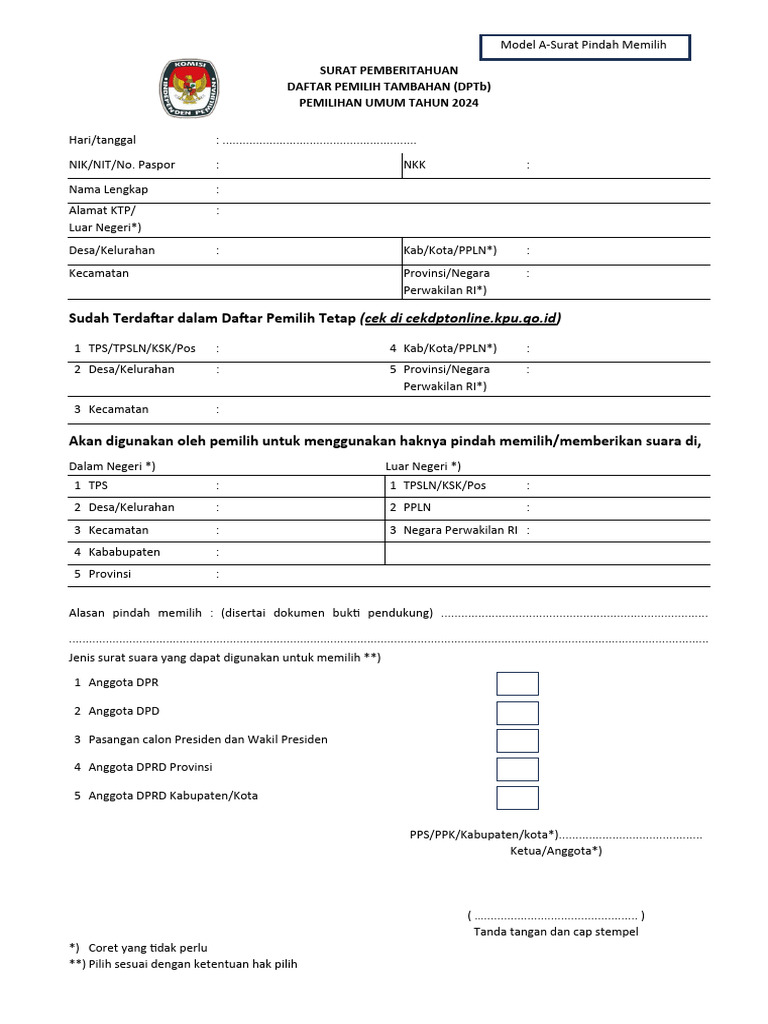 FORM DPTB DESA | PDF