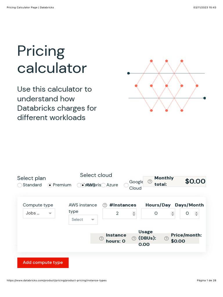 Pricing Calculator Page - Databricks | PDF | Computing | Online Services