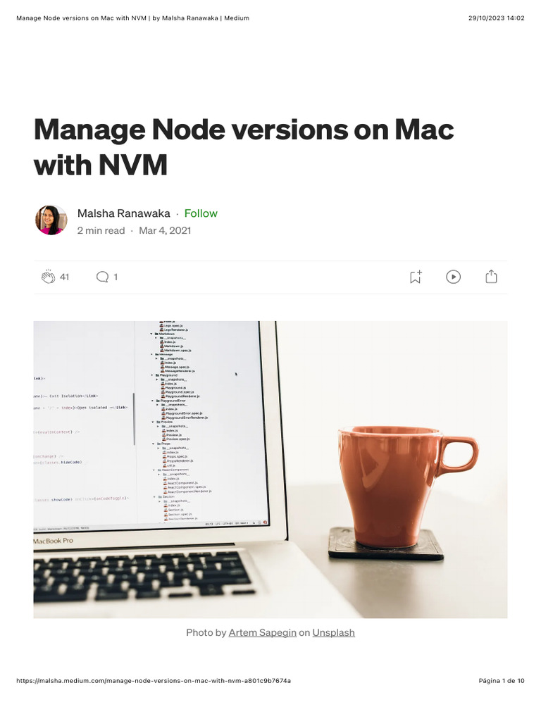 Manage Node Versions On Mac With NVM - by Malsha Ranawaka - Medium | PDF | Computing | Software