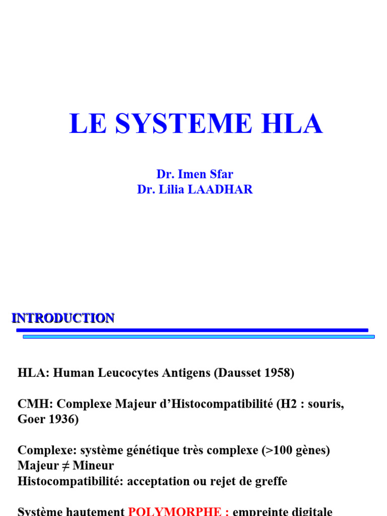 Comprendre le Système HLA et ses Gènes | PDF | HLA (antigène) | Système ...
