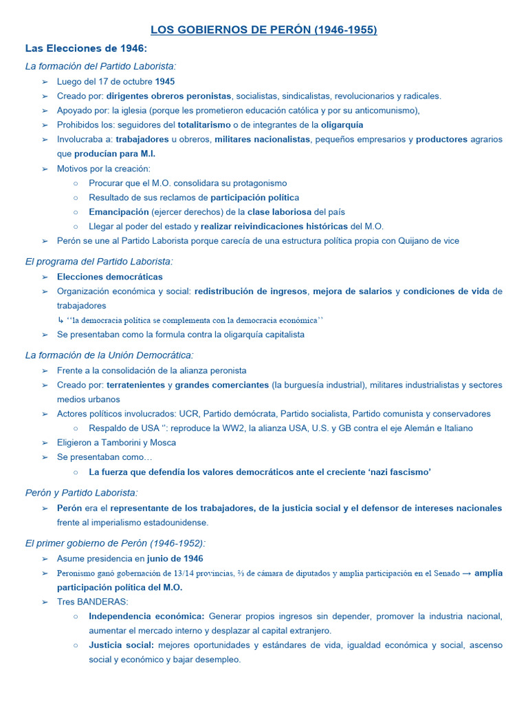 Perón: Política y Economía (1946-1955) | PDF | Inflación | Economias