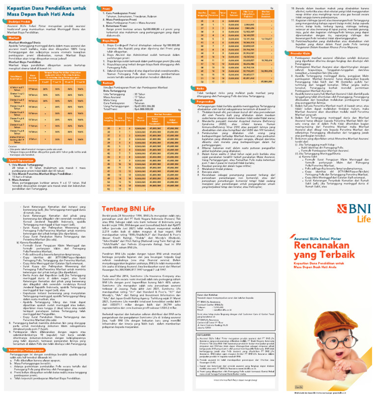 BNI Life Solusi Pintar | PDF