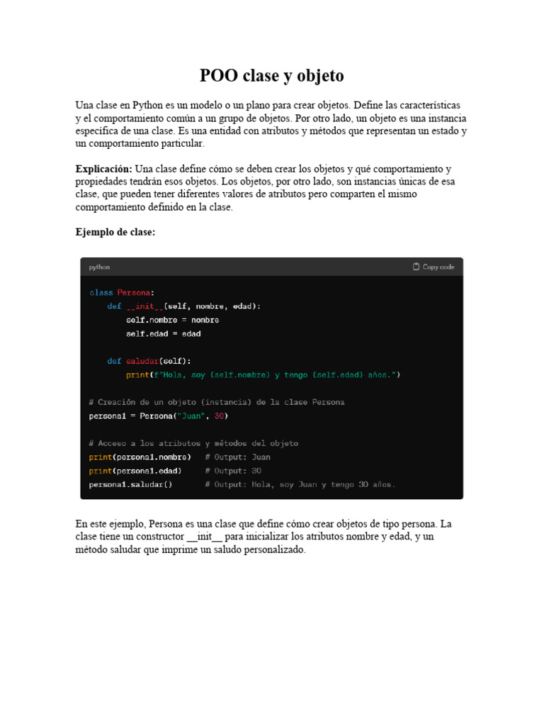 POO Python | Descargar gratis PDF | Objeto (informática) | Herencia (Programación Orientada a ...