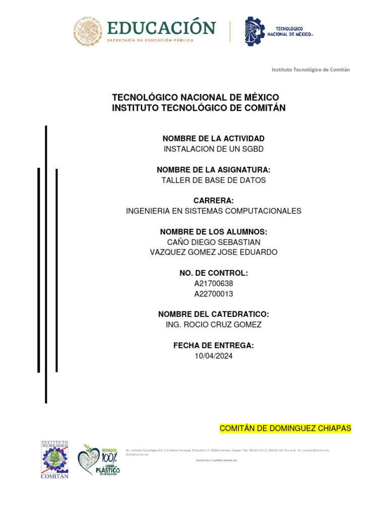Instalacion de Un SGBD | PDF | Bases de datos | Gestión de tecnología ...