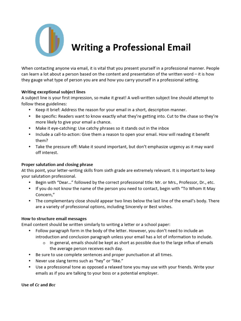 Writing a Professional Email | Download Free PDF | Human Communication